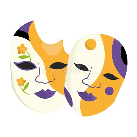 Venetian Carnival Masks Pair Vector Stock Illustration Illustration