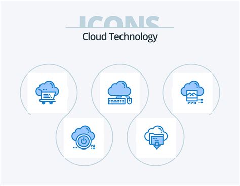 Cloud Technology Blue Icon Pack 5 Icon Design Mouse Computing Cloud Trolley Cart 17575381