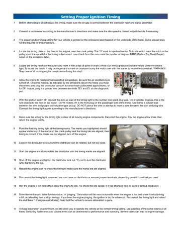 Setting Proper Ignition Timing Manualzz