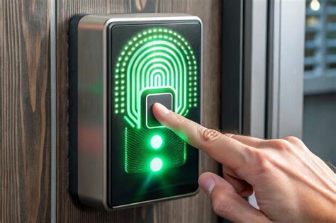 A Digital Illustration Of A Fingerprint Sensor On A Door Lock Premium Ai Generated Image