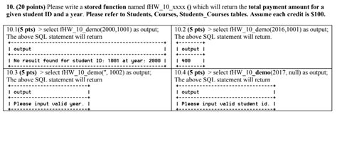 Solved 10 20 Points Please Write A Stored Function Named