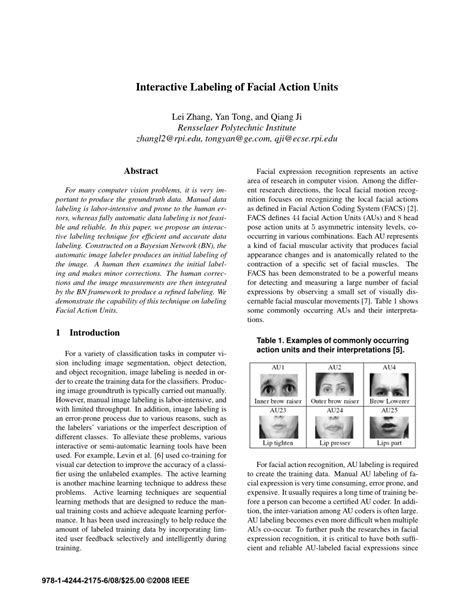 Pdf Interactive Labeling Of Facial Action Units