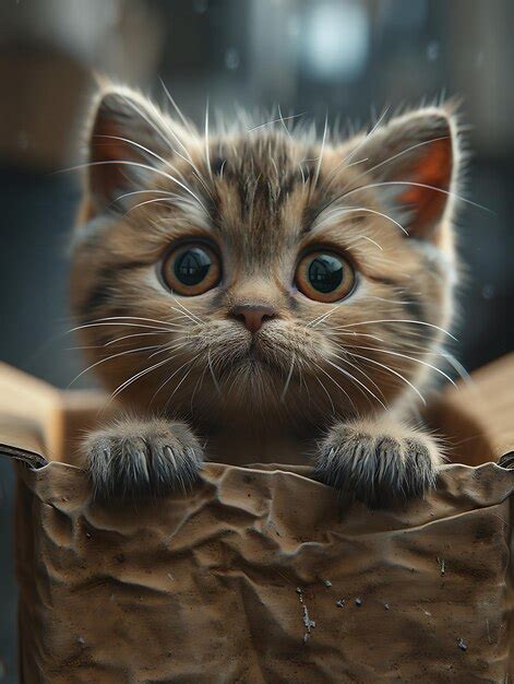 Curious Blind Box Cat 3d Render Textured Background Premium Ai