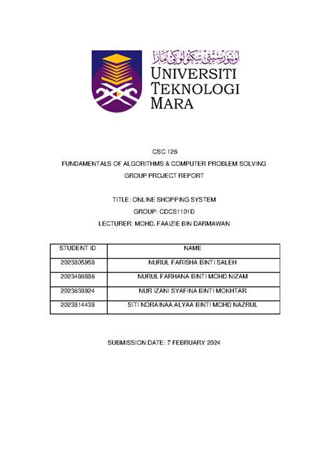 Report Assignment 126 CSC 126 FUNDAMENTALS OF ALGORITHMS COMPUTER