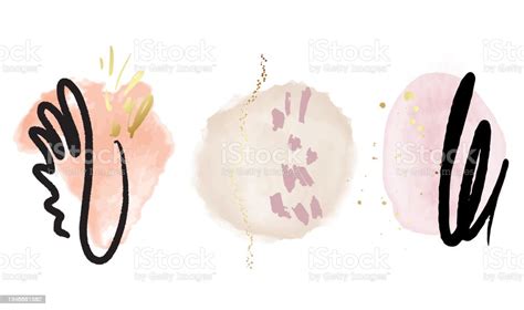 파스텔 크리에이티브 미니멀한 손 페인트 원 벽 장식 현대 엽서 소셜 미디어 아이콘 포스터 커버 디자인 벡터 Eps10 기하 도형에 대한 스톡 벡터 아트 및 기타 이미지