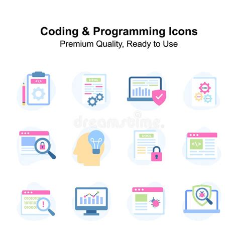 Coding And Programming Premium Quality Icons Set Ready To Use Vectors