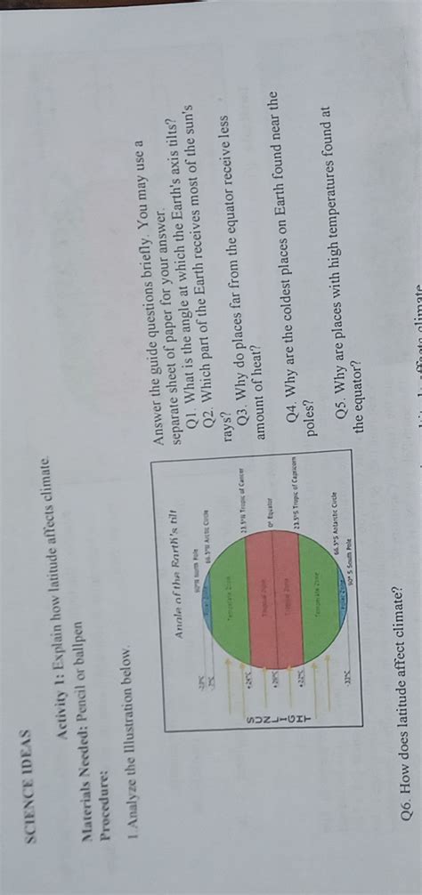 SCIENCE IDEASActivity Explain How Latitude Affects ClimateMaterials Needed Pencil Or