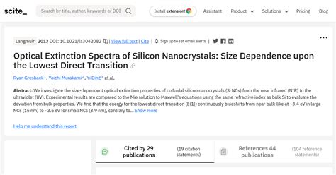 Optical Extinction Spectra Of Silicon Nanocrystals Size Dependence Upon The Lowest Direct