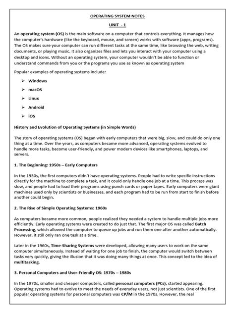 Operating System Notes U 1 Notes Pdf Operating System Android Operating System