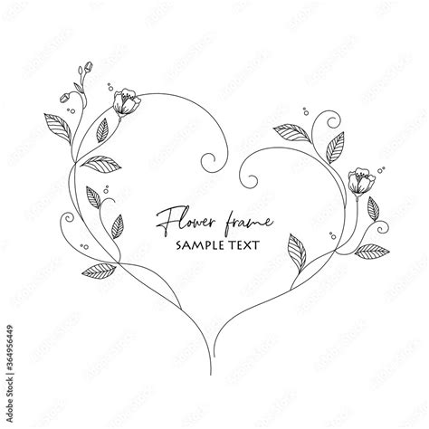 花の線画のベクターイラストフレーム枠素材 Stock Vector Adobe Stock