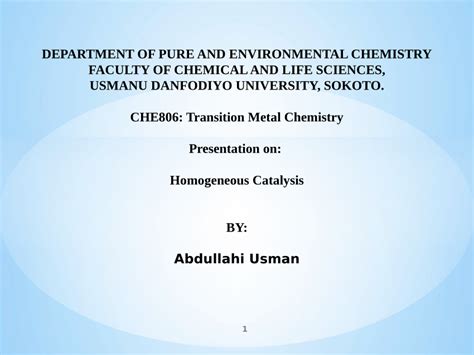 Pdf Homogeneous Catalysis