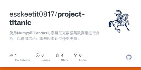 Github Esskeetit0817project Titanic 使用numpy和pandas对泰坦尼克数据集数据集进行分析