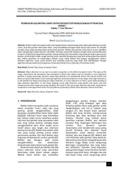 Pdf Penerapan Algoritma Deteksi Tepi Canny Menggunakan Python Dan Opencv