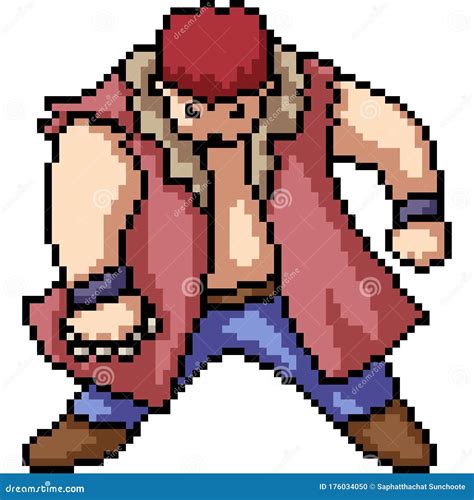 Vector Pixel Art Fighter Man Stock Vector Illustration Of Cute Doodle 176034050