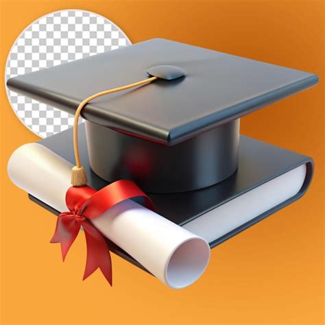 Premium Psd 3d Render Graduation Cap With Diploma Certificate