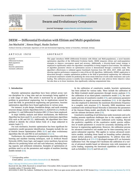 Pdf Deem Differential Evolution With Elitism And Multi Populations