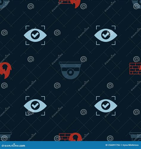 Set Firewall Security Wall Security Camera And Eye Scan On Seamless