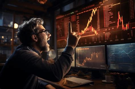 Premium Ai Image Arafed Man Pointing At A Computer Screen With A Stock Market Chart On It