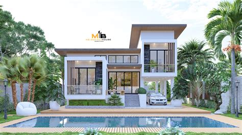 บ้านชั้นครึ่งสไตล์โมเดิร์น ผสมผสานไม้กับผนังสีขาว ตอบโจทก์คนชอบสไตล์มินิมอล