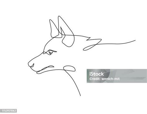 늑대 초상화 측면 연속 라인 아트 그리기 스타일 디자인 템플릿 선형 최소 스타일입니다 벡터 일러스트 레이 션입니다 늑대에 대한 스톡 벡터 아트 및 기타 이미지 Istock