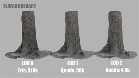 Conifer Tree Trunk Photoscan 3d Model Varying Lod Free Vr Ar Low Poly 3d Model Cgtrader