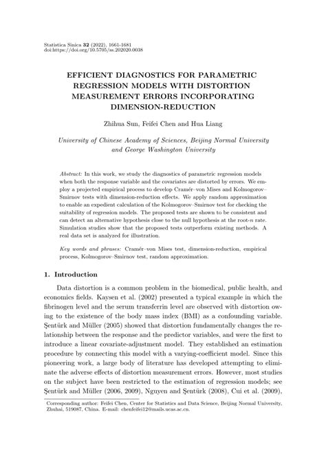 Pdf Efficient Diagnostics For Parametric Regression Models With