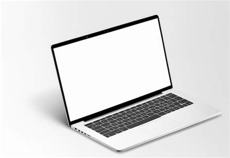 макет белого экрана ноутбука изолированный на белом фоне Премиум Фото