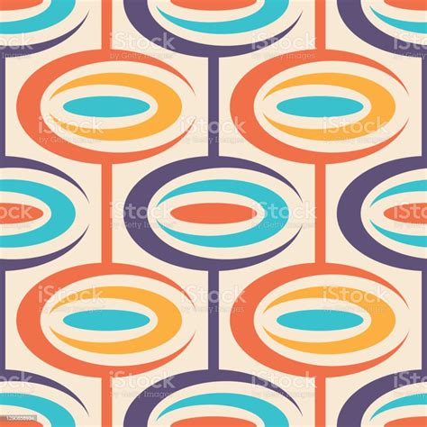 중반 세기 현대 미술 벡터 배경 추상 기하학적 원활한 패턴 복고풍 빈티지 디자인 스타일의 장식 장식 원자 양식에 일치시키는 배경 패턴에 대한 스톡 벡터 아트 및 기타 이미지