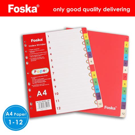 A4 Numberic Color Paper File Divider Paper Tab Divider Index Divider