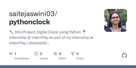 Github Saitejaswini03pythonclock 🔧 Mini Project Digital Clock