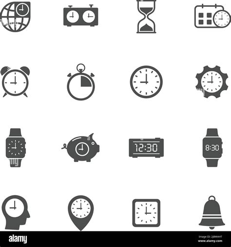 Time Clock Vector Icon Set Stock Vector Image And Art Alamy