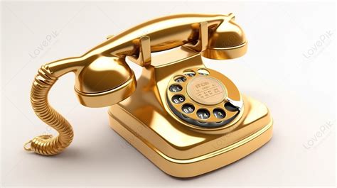 빈티지 골드 로터리 전화기 흰색 배경의 멋진 3d 렌더링 로터리 배경 핸드폰 배경 전화 서비스 배경 이미지 Hd 로터리 핸드폰 전화 서비스 배경 사진 무료