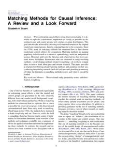 Matching Methods For Causal Inference A Review And A Matching Methods For Causal Inference