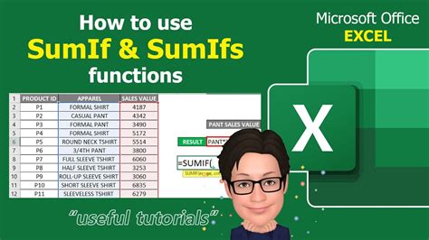 Microsoft Office Excel How To Use Sumif And Sumifs Functions 13 Youtube