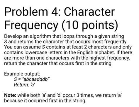 Solved Problem 4 Character Frequency 10 Points Develop An