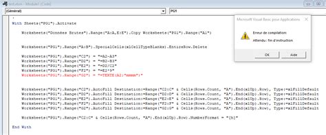 Erreur Insertion De Formule VBA