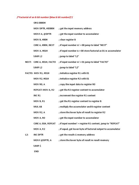 8051 Alp To Find Factorial Pdf