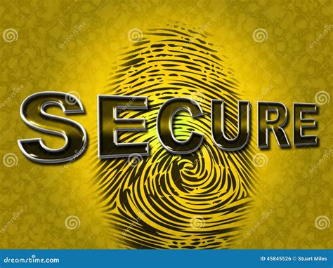 Secure Access Indicates Password Fingerprint And Protected Stock