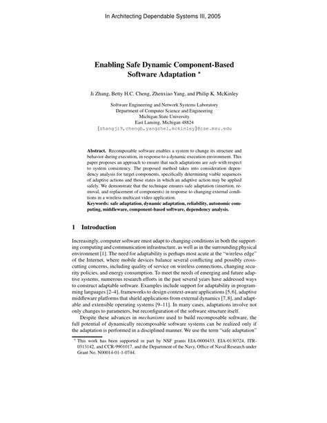 Pdf Enabling Safe Dynamic Component Based Software Adaptation