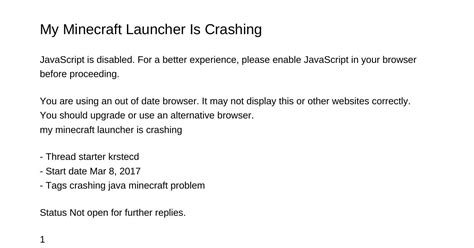 My Minecraft Launcher Is Crashingtxjvr Pdf Pdf Docdroid