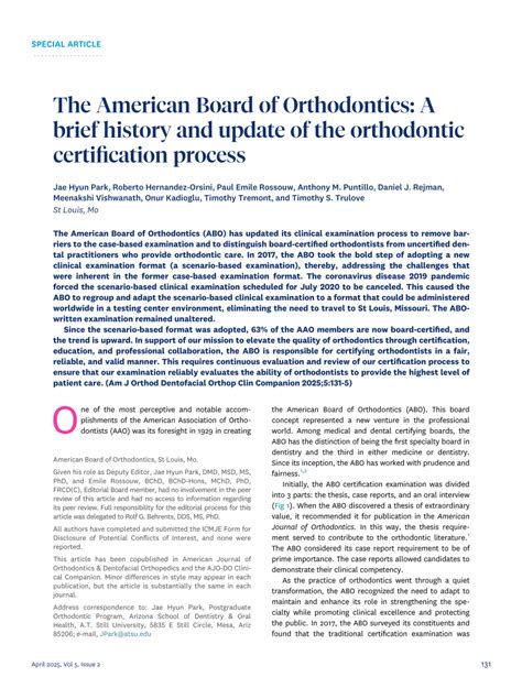 Pdf The American Board Of Orthodontics A Brief History And Update Of The Orthodontic