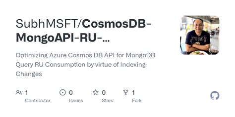 Github Subhmsft Cosmosdb Mongoapi Ru Optimization Optimizing Azure Cosmos Db Api For Mongodb