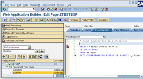 sap bsp example abap code to call a second page using html