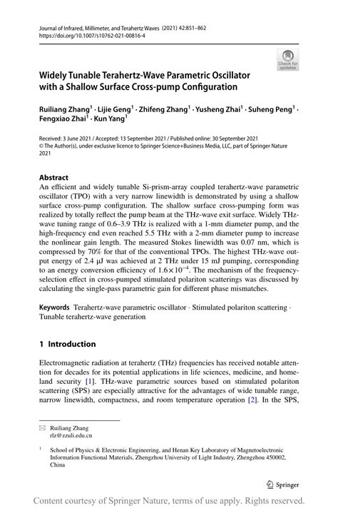Widely Tunable Terahertz Wave Parametric Oscillator With A Shallow Surface Cross Pump