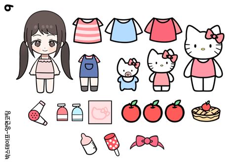 파자마 파티 종이 인형 헬로키티 키우기 팬아트 스퀴시북편 스퀴시북무료도안 네이버 블로그