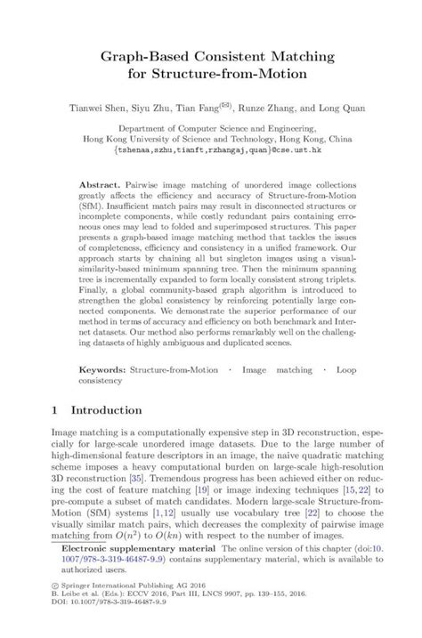 pdf graph based consistent matching for structure from motionstatic