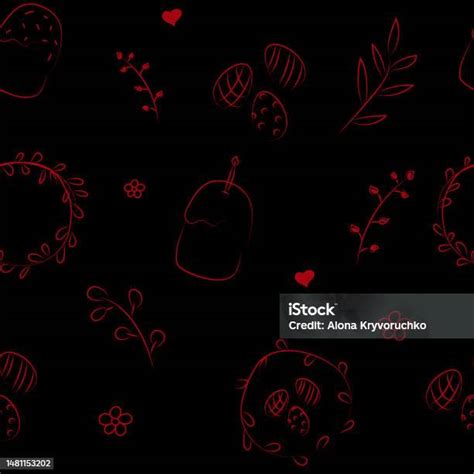 벡터 그림입니다 귀여운 손으로 그린 다채로운 완벽 한 패턴 부활절 선형 기호가 있는 축제 배경 엽서 배너 섬유 월페이퍼 및 기타 판촉 제품의 디자인 개념에 대한 스톡 벡터