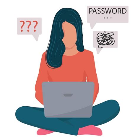 Premium Vector The Girl Is Sitting With A Laptop Forgot My Password