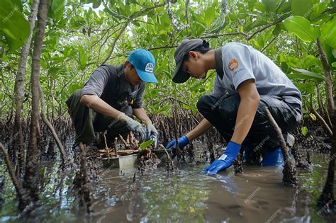 Investigating The Effects Of Pollution On Mangrove Generative Ai Premium Ai Generated Image