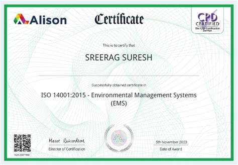 Sreerag Ks On Linkedin Im Happy To Share That Ive Obtained A New Certification Iso 14001 2015…